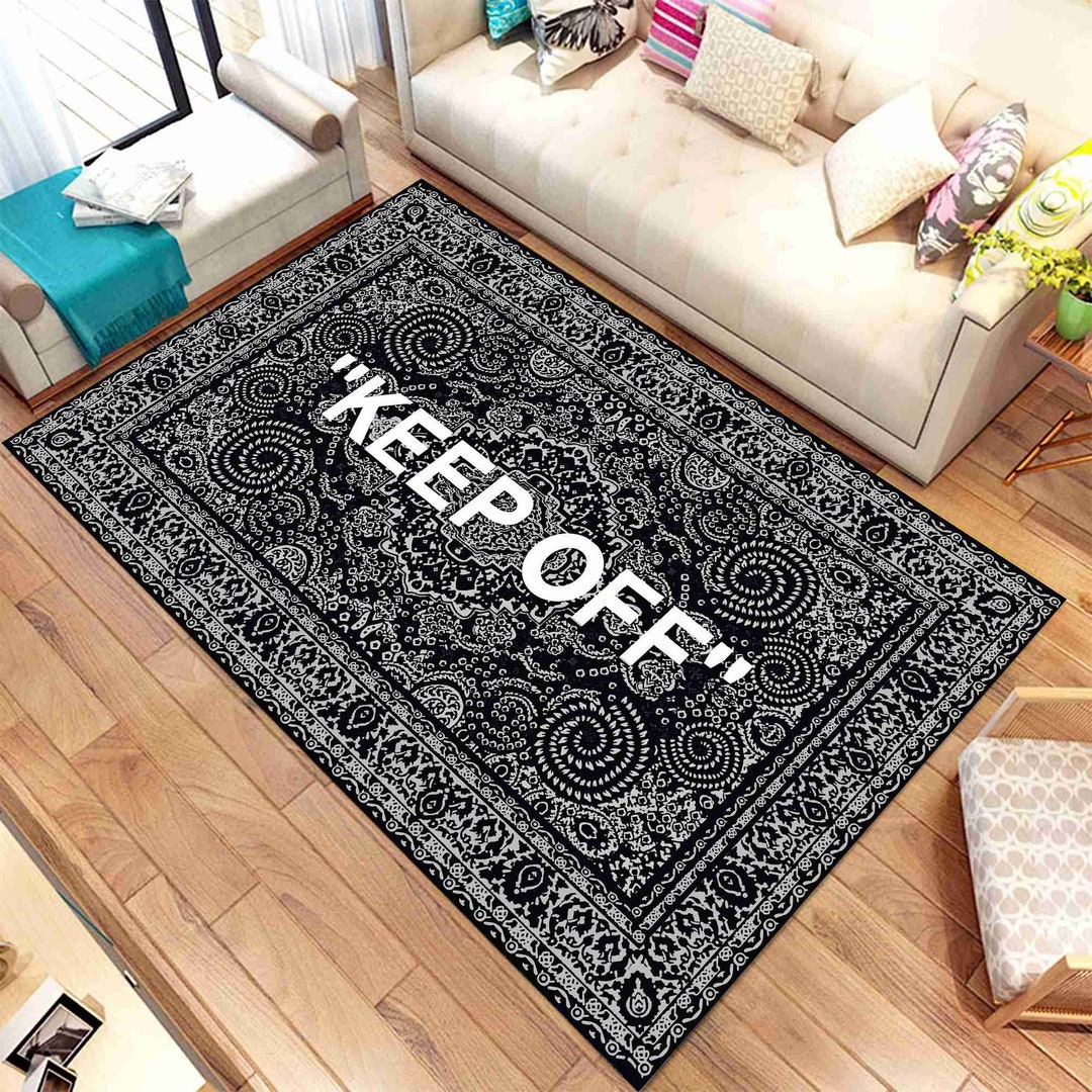 Keep off Black White Rug,keep off Rug, for Living Room,minimalist Rug ...
