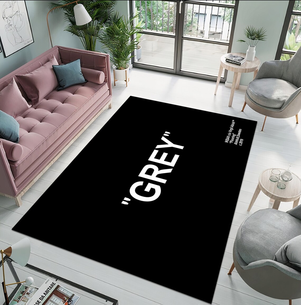 Virgil Grey Rug Black White Rug Black Rug Virgil Rug - Etsy