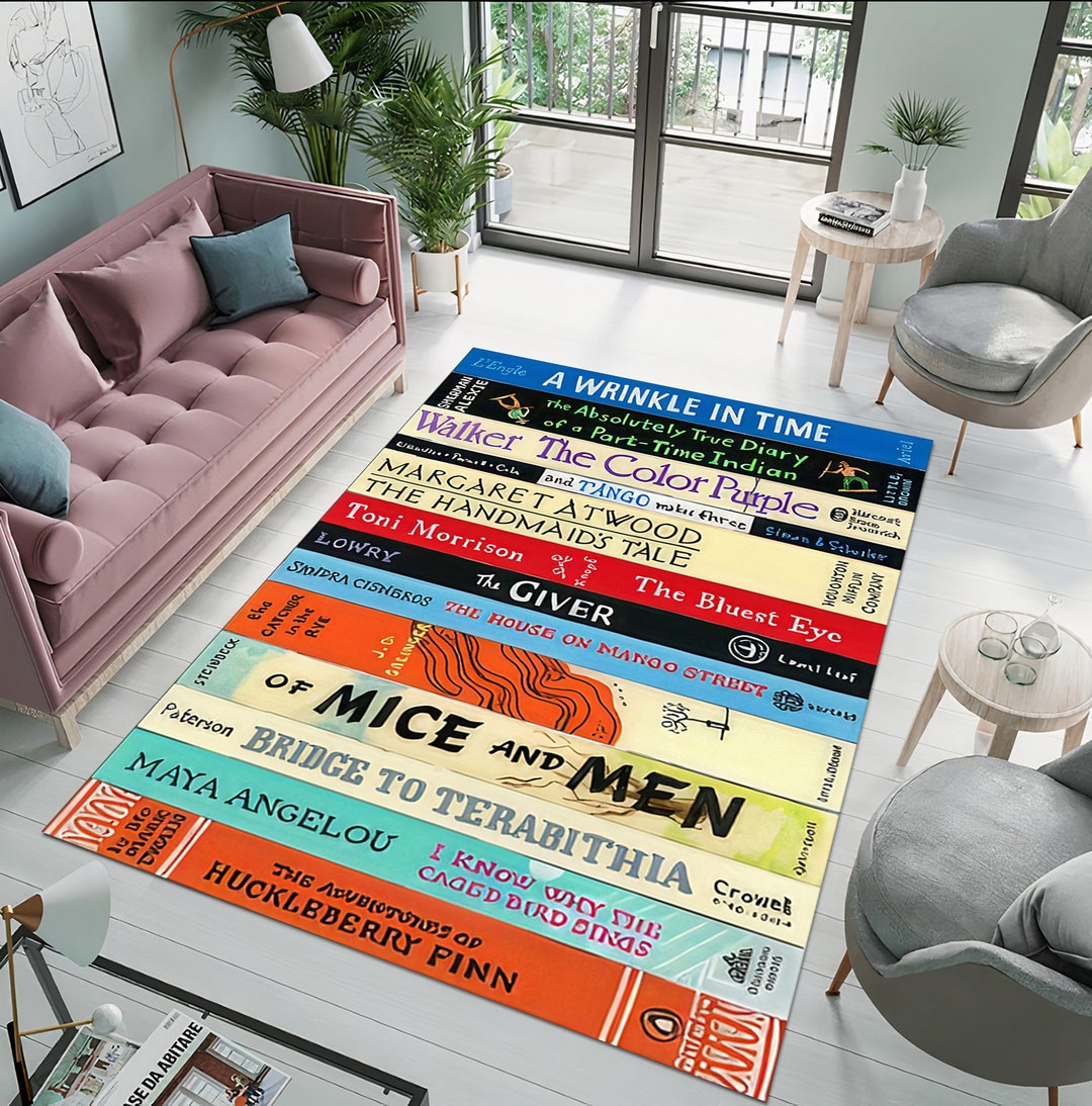 Book Decor,book Pattern,teen Room Rug,gift for Her,area Rug,modern Rug ...