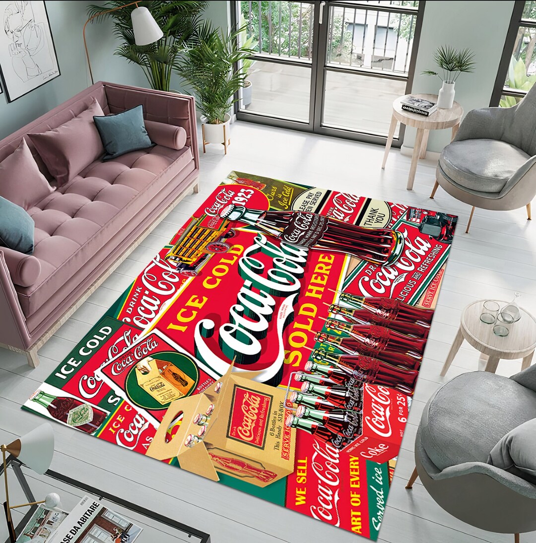 Coke Rug, Retro Rug, Coke Gift, Coca Cola Gift, Coca Cola Rug, Coca ...