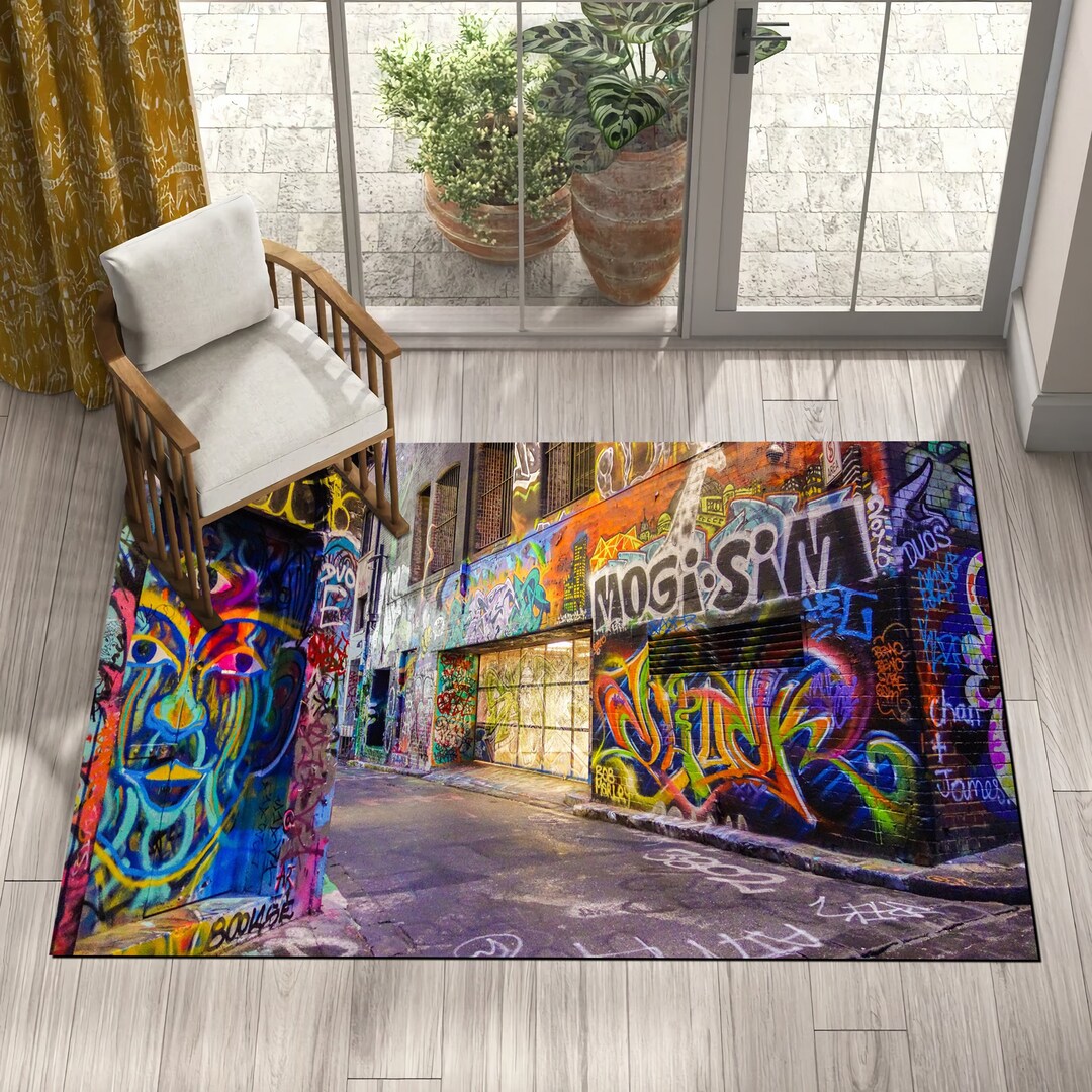 Wall Painting Art, Graffiti Rug, Colorful Rugs, Grafiti Rug, Unique Rug ...