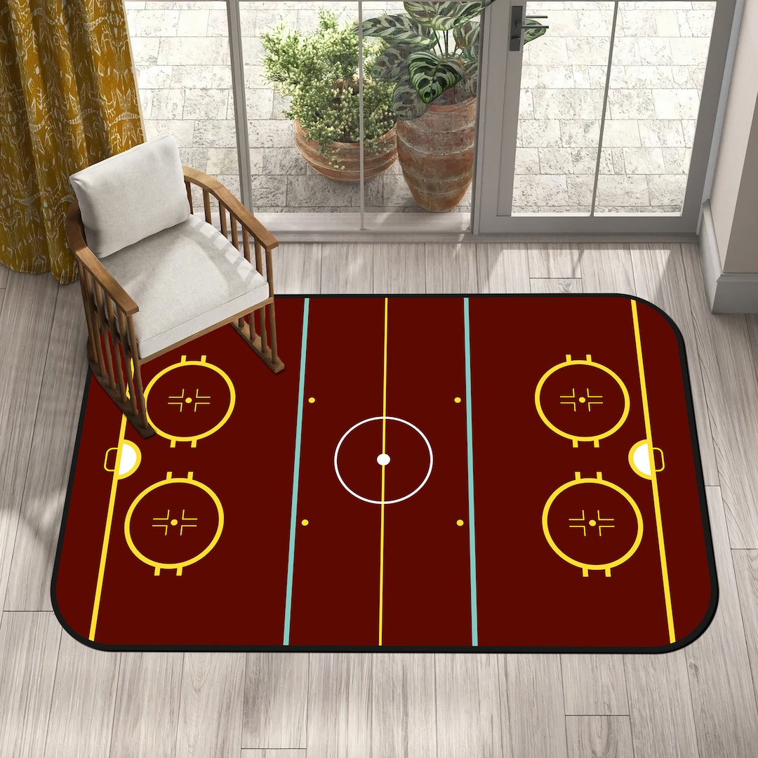 Hockey Themed Rug, Sports Rug, Gamer Rug, Modern Rug Home Decor, Carpet ...