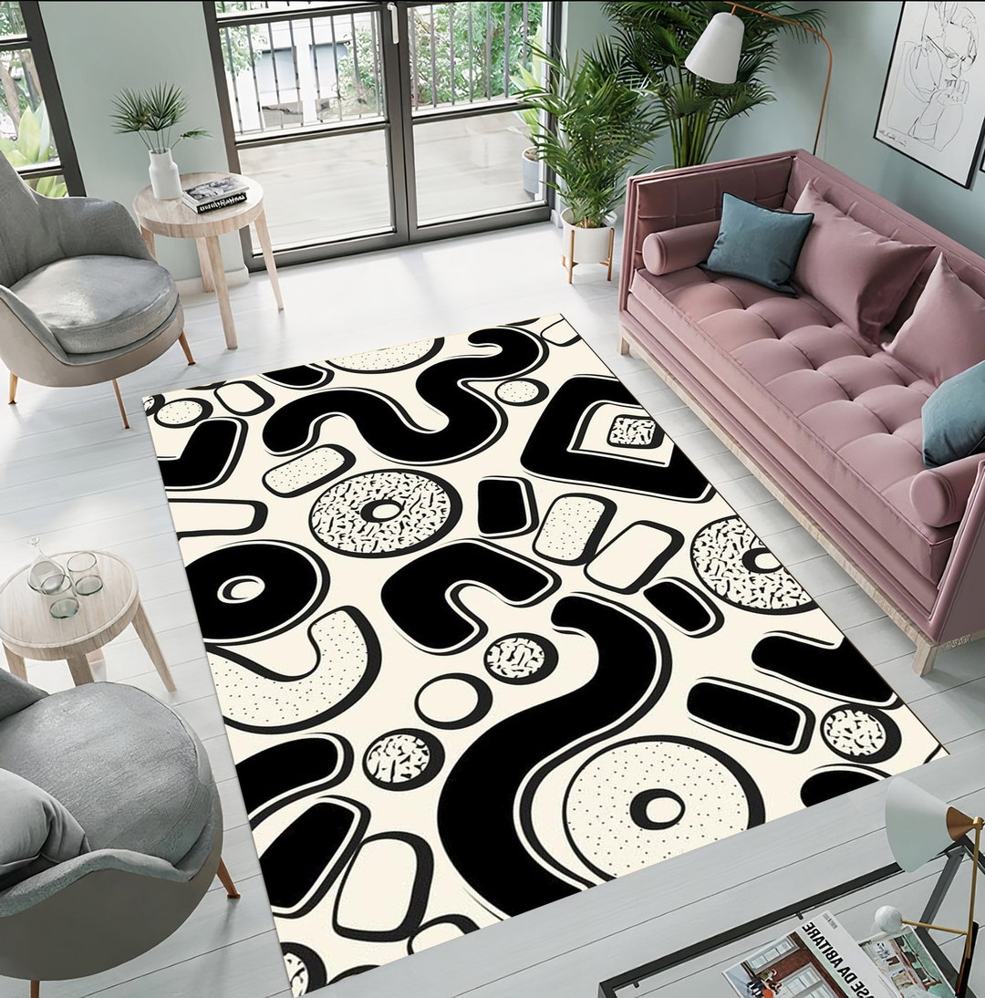 Letter Rug Black White Rugsoft Rug Print Rug Rugs for - Etsy