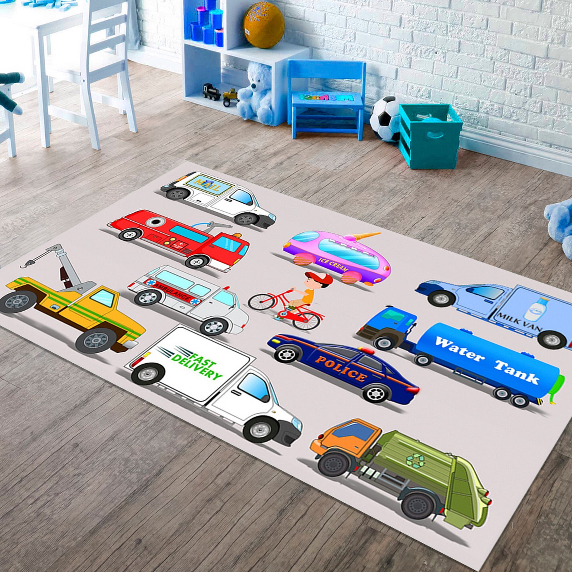 Milk Van Garbage Truck Vehicle Rug Kids Room Decor Kids - Etsy