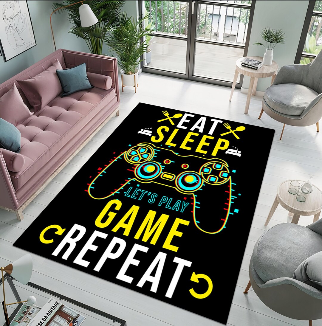 Eat Sleep Game Repeat Rug Gamer Rug Arcade Game - Etsy