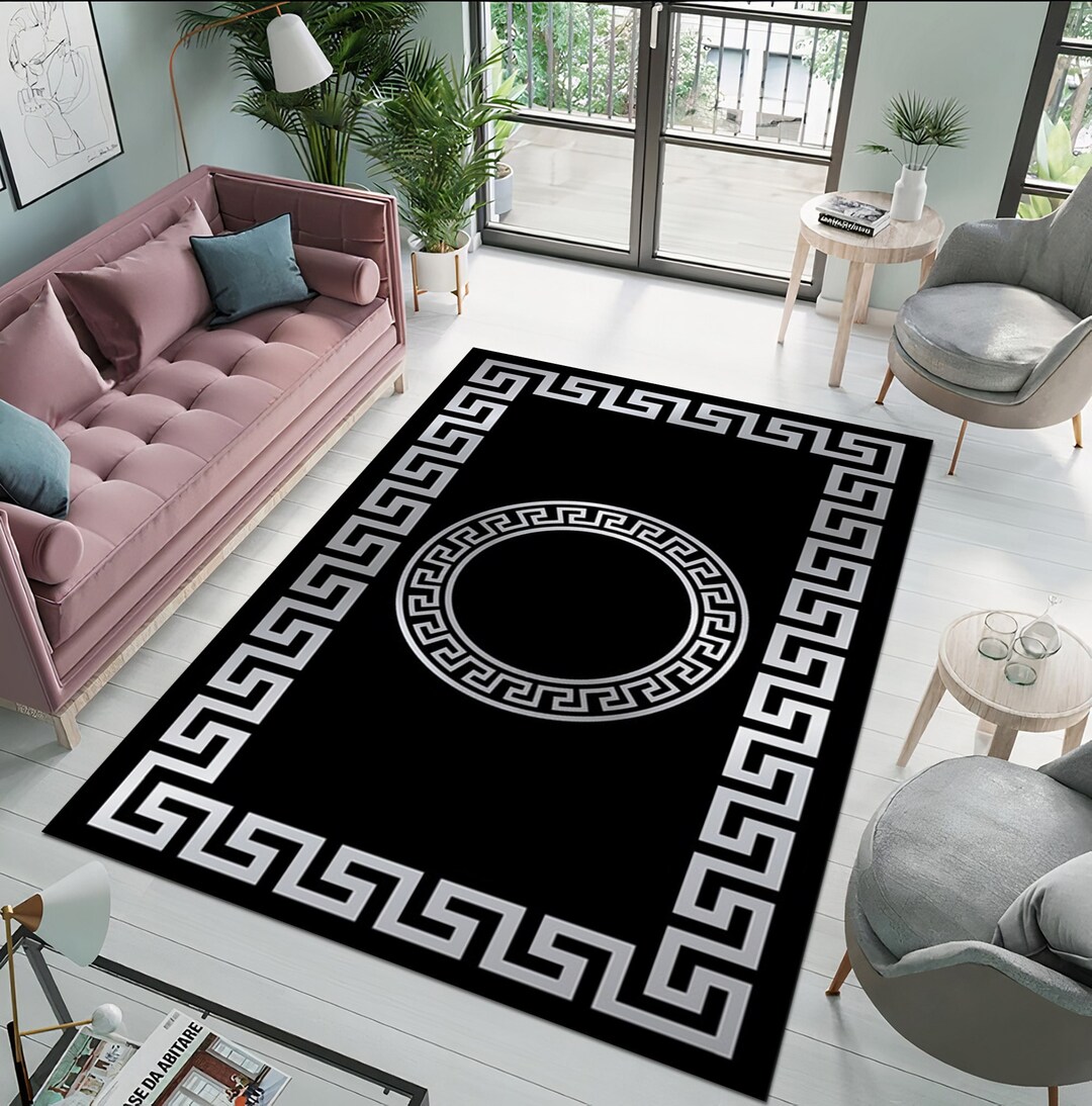 Ancient Greek Wave Pattern Rug, Roman Meander Pattern, Medusa Carpet ...