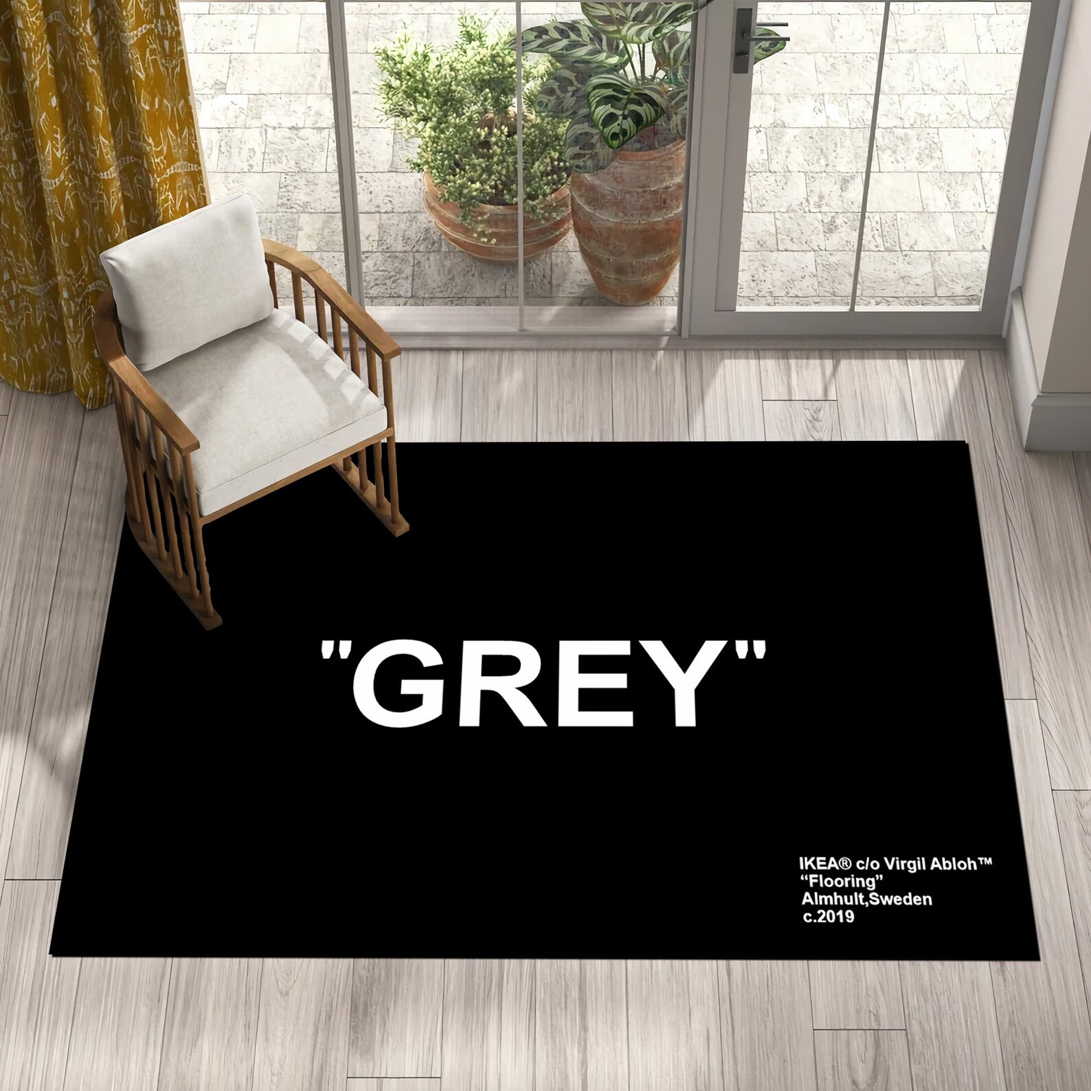 Virgil Grey Rug Black White Rug Black Rug Virgil Rug - Etsy