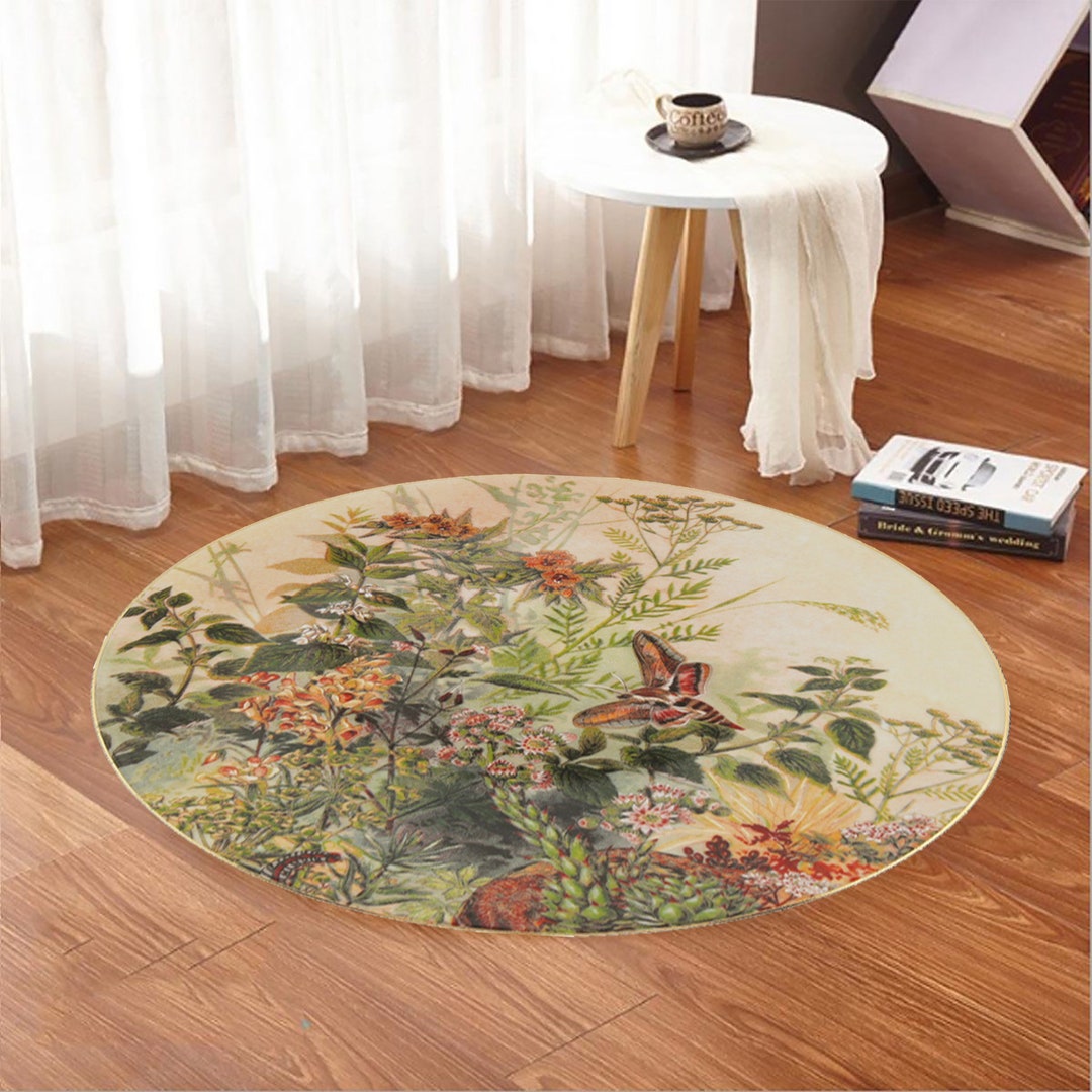 Flower Carpet,floral Round Rug,flower Decor Rug,round Rug,home Gift ...