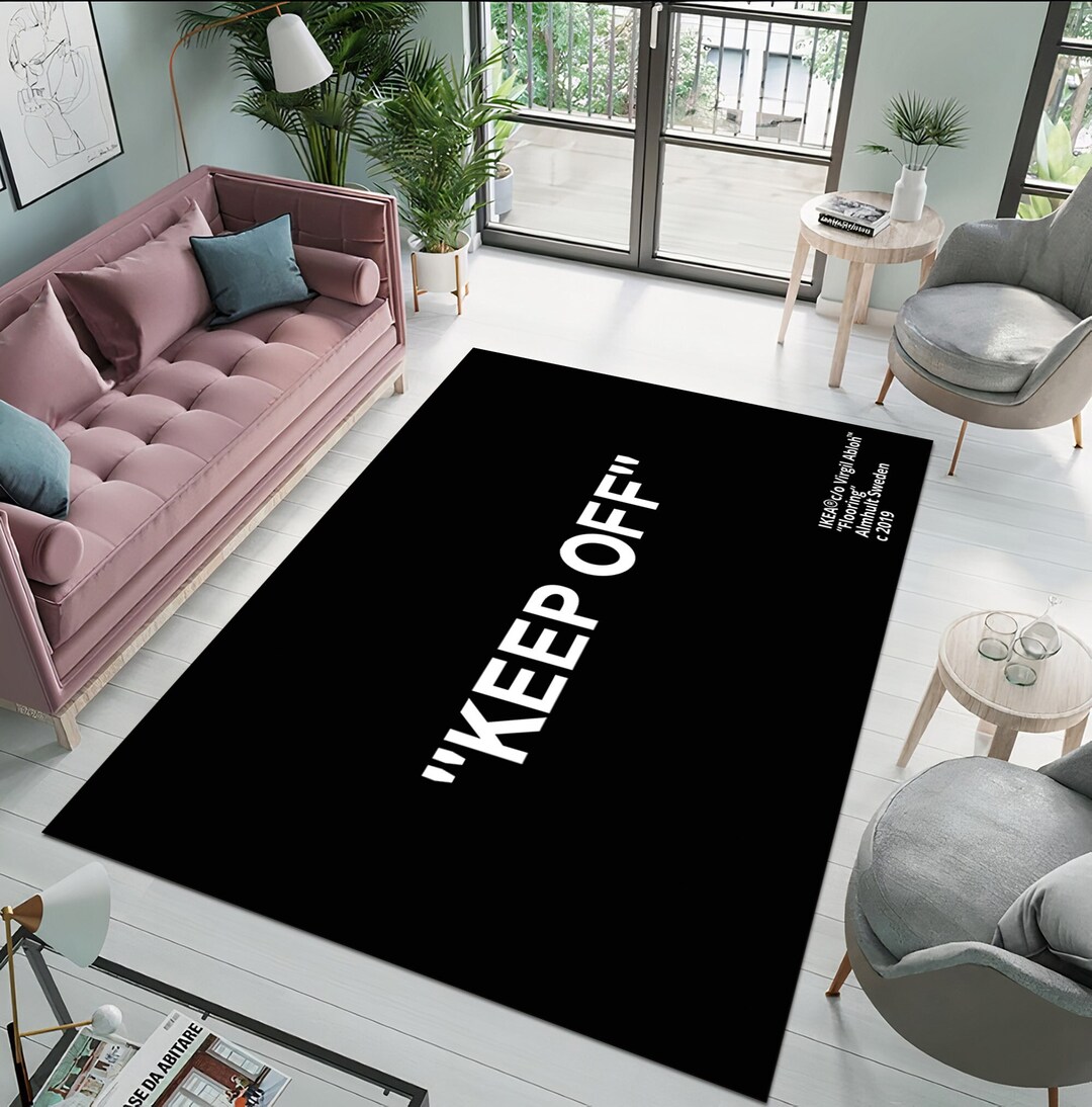 Keep off Rug, Black White Design Rug, Black Rug, Virgil Rug, Modern Rug ...