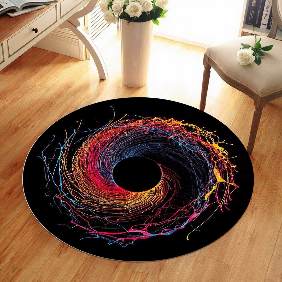 Swirl,auger,black Round Rug,aesthetic Rug,rugs for Living Room,area Rug ...