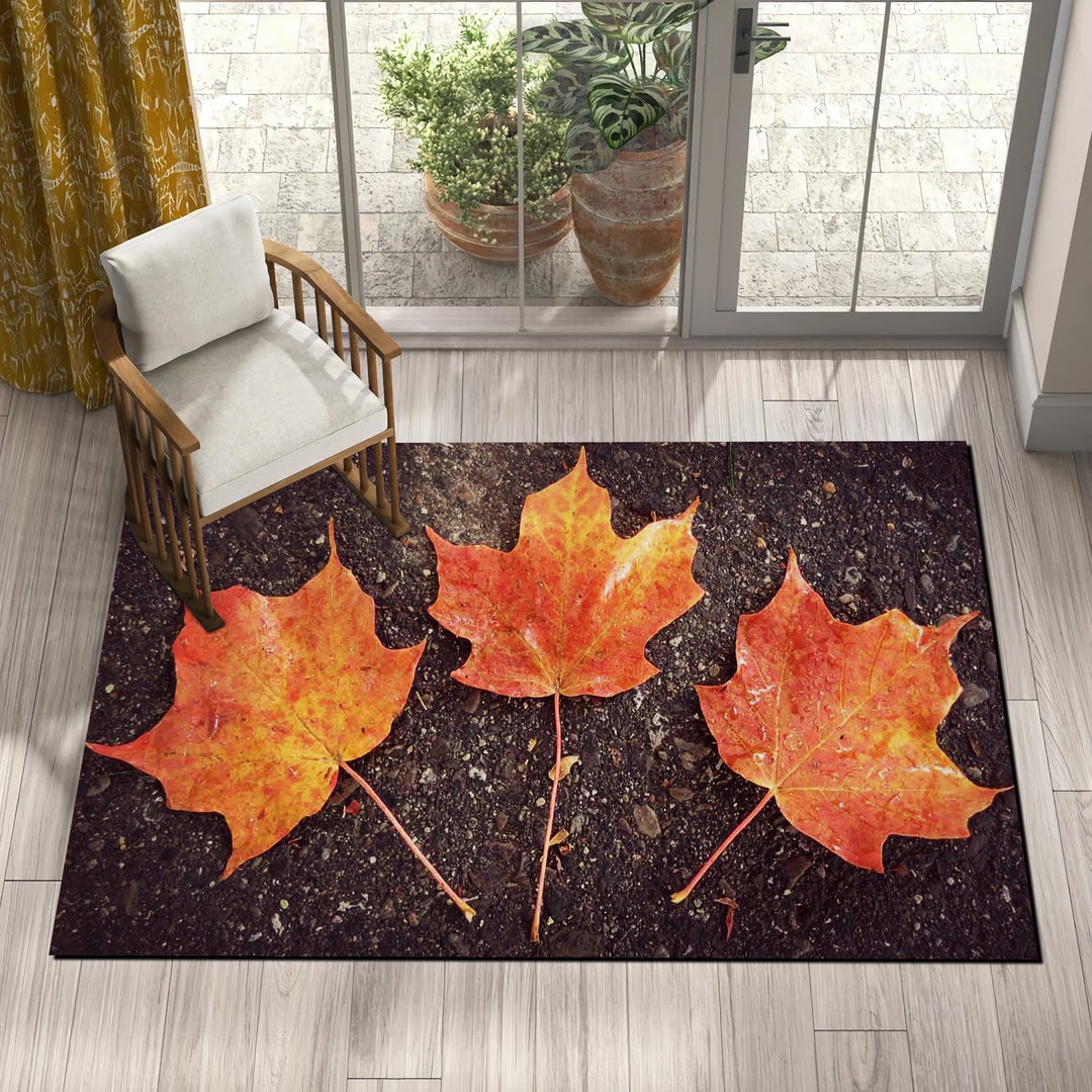 Maple Leaf Design Modern Rug Home Decor, Carpet, for Living Room, Fan ...