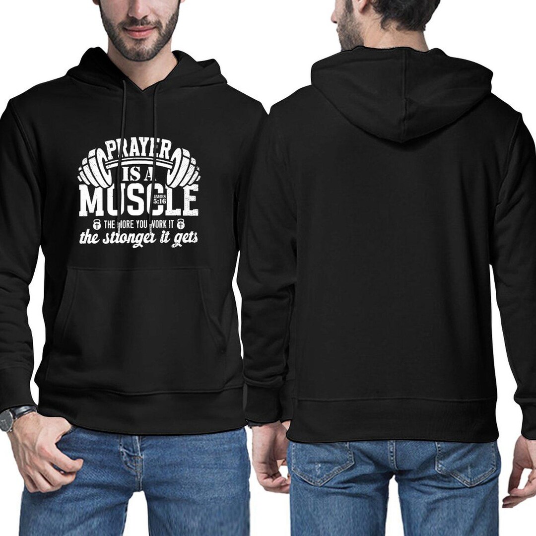 Prayer is A Muscle Men's Christian Pullover Hooded Sweatshirt - Etsy