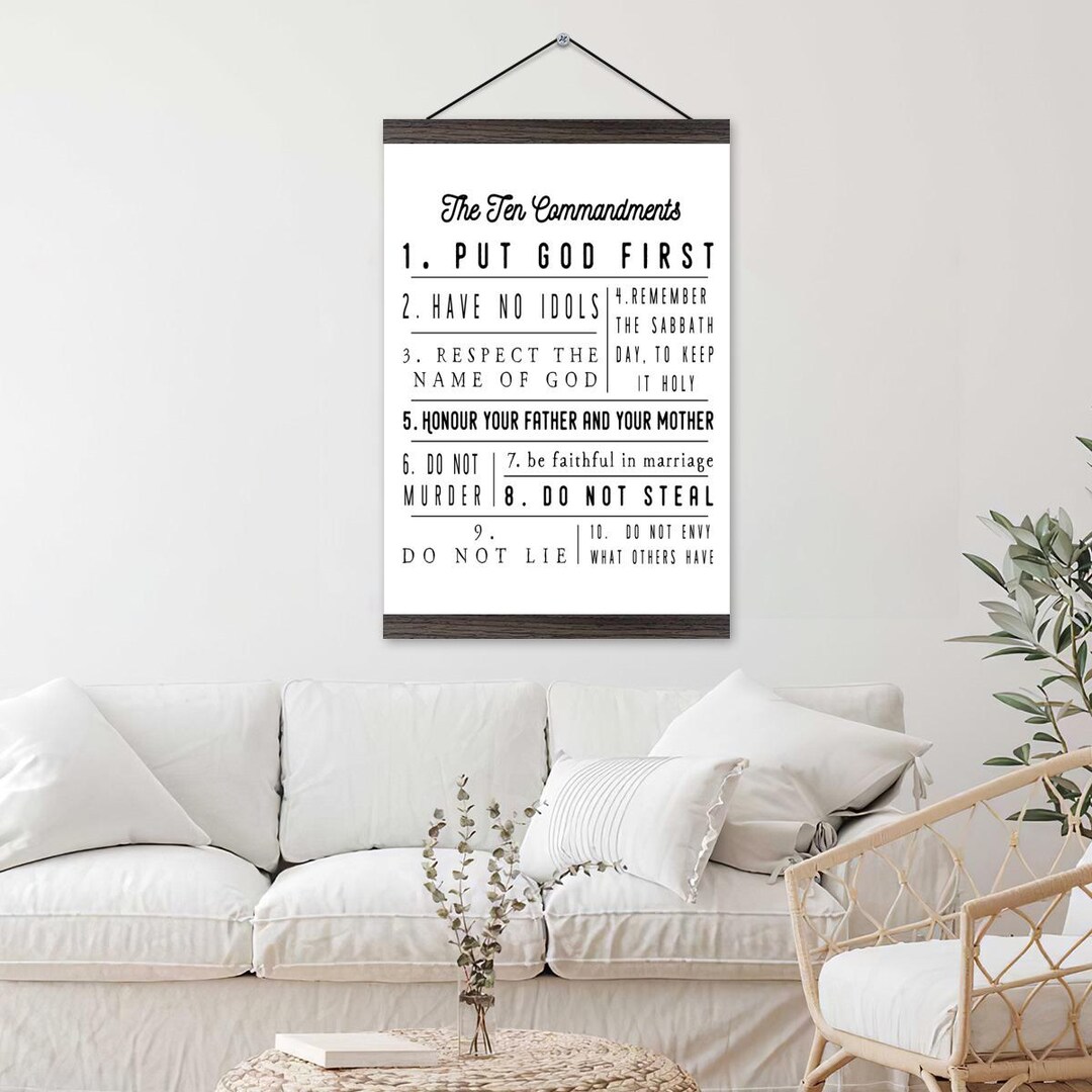 The Ten Commandments Scroll – Biblical Wall Art, Religious Home Decor ...