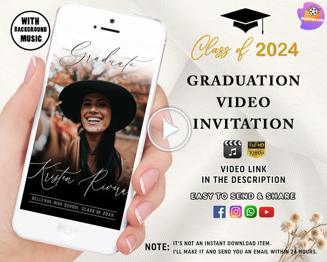 Senior Graduation Invite 2024, Modern Graduation Announcement, Girl ...