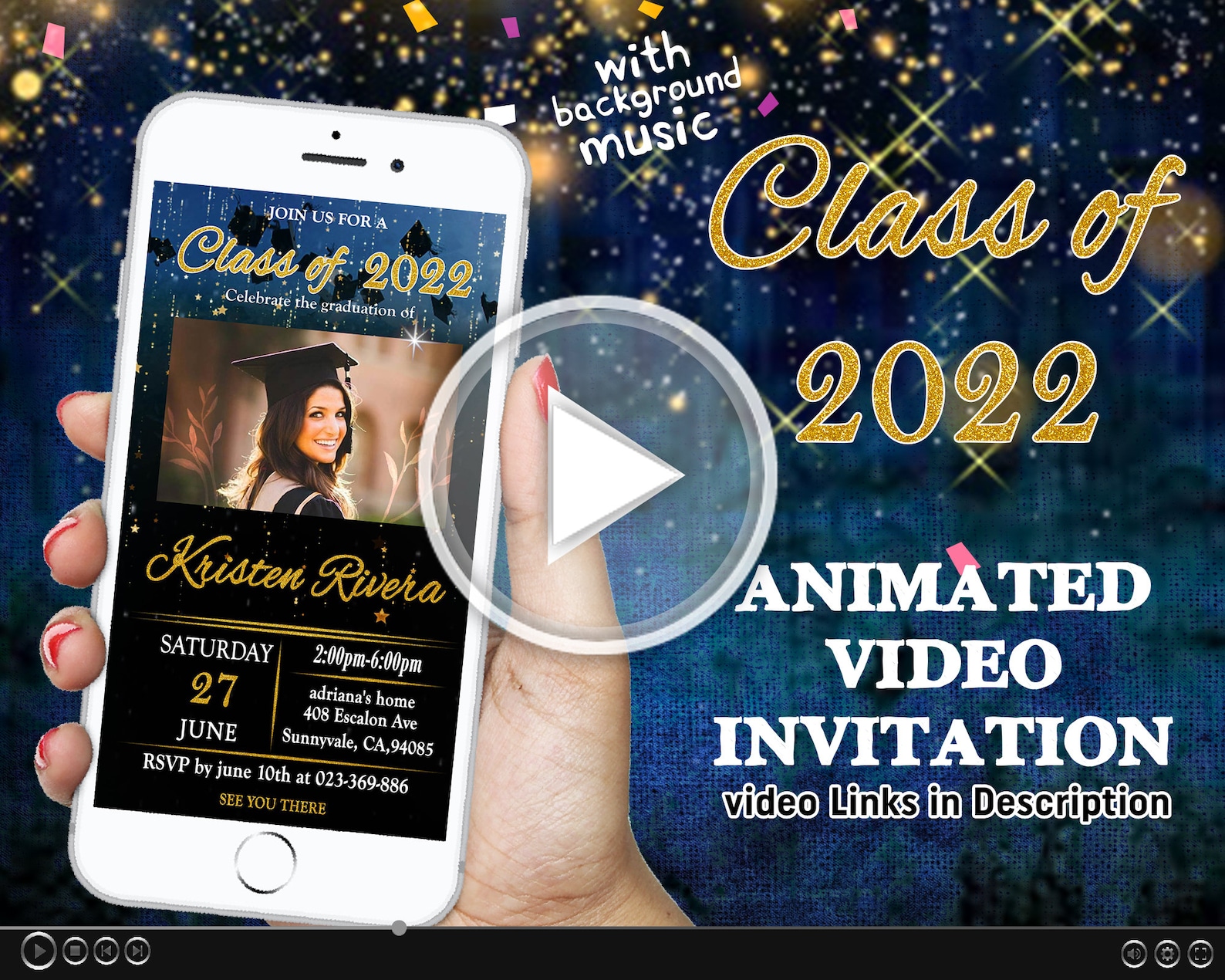 Electronic Photo Graduation Invitation Modern Graduation - Etsy