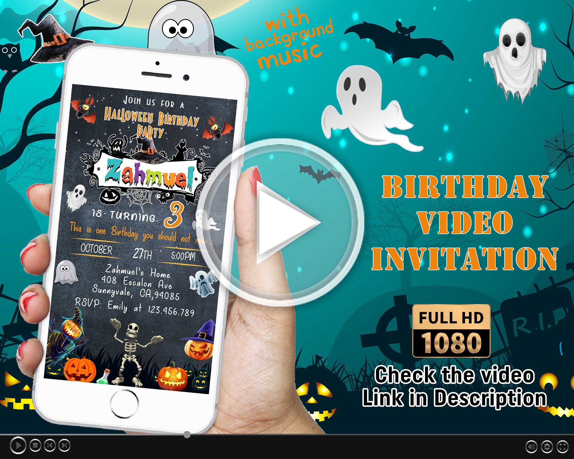 Digital Halloween Party Invite Halloween Birthday Invitation - Etsy