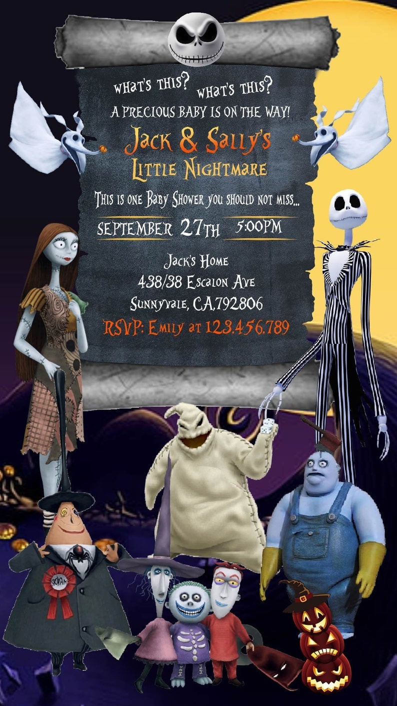 Nightmare Before Christmas Baby Shower Invitation Jack and - Etsy