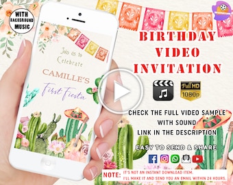 Fiesta Birthday Video Invitation, Mexican Cactus Theme - Etsy