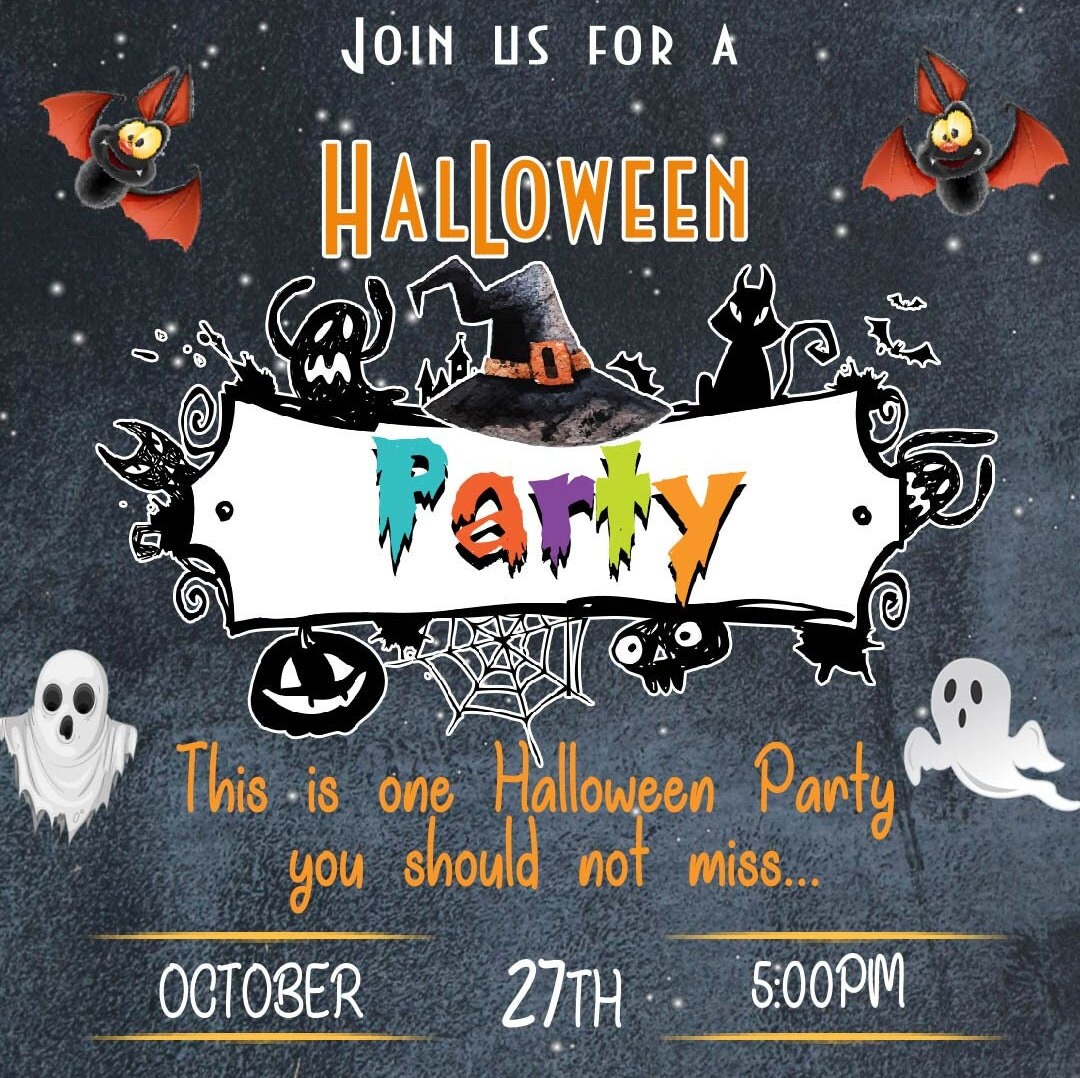 Digital Halloween Party Invite Halloween Birthday Invitation - Etsy