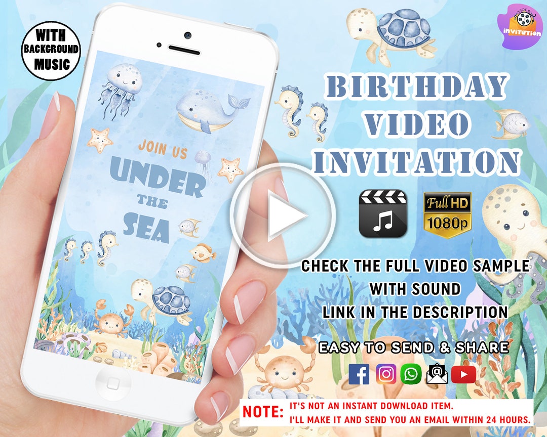 Under the Sea Birthday Invitation, Ocean Animals Party Invite, Ocean ...
