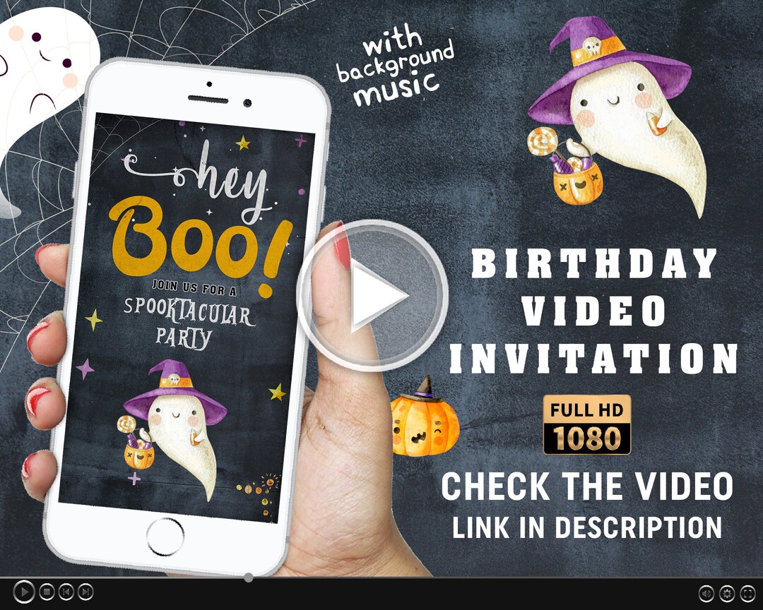 Hey Boo Cute Ghost Birthday Party Spooktacular Halloween Party Hey Boo ...