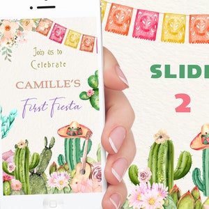 Fiesta Birthday Video Invitation, Mexican Cactus Theme - Etsy