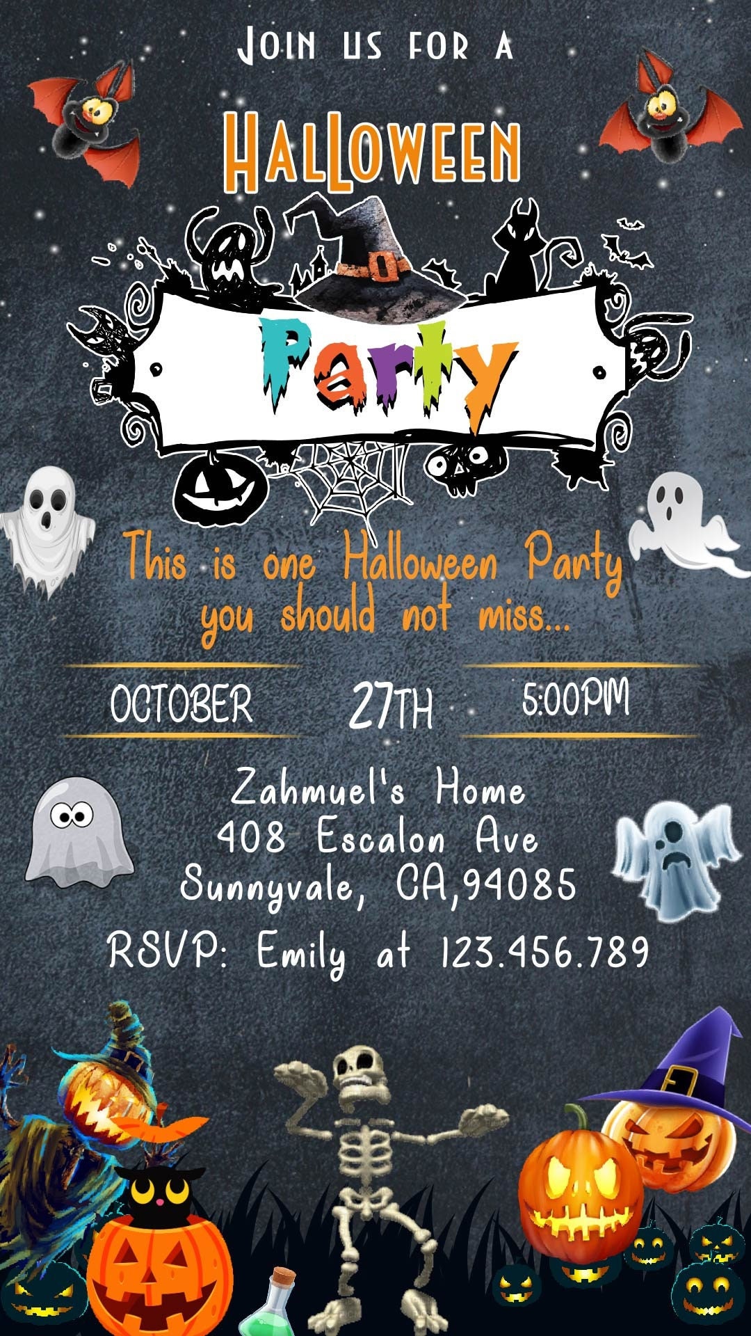 Digital Halloween Party Invite Halloween Birthday Invitation - Etsy