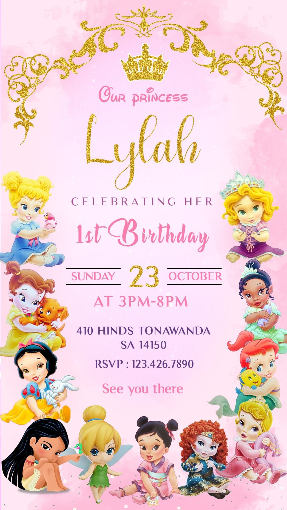 Princess Animated Invitation Baby Princess Invitation - Etsy