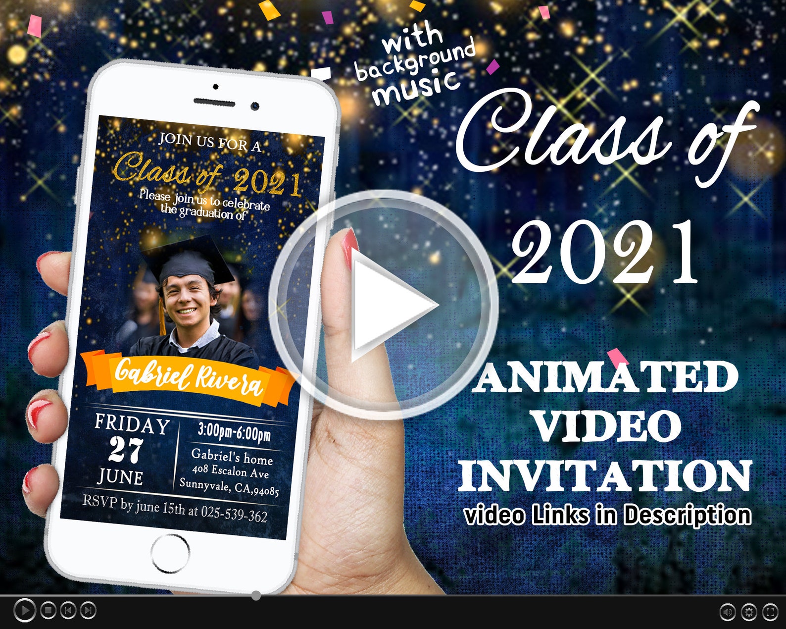 Modern Graduation Invitation Electronic Photo Graduation - Etsy