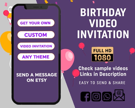 Custom Video Invitation Any Theme All Celebrations All - Etsy