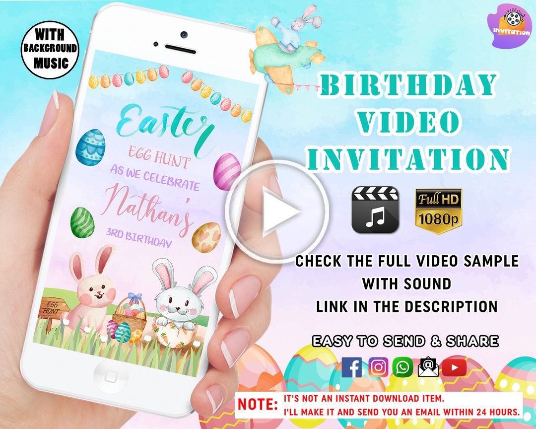 Easter Bunny Invitation, Easter Egg Hunt Invitate, Egg Hunt Birthday ...