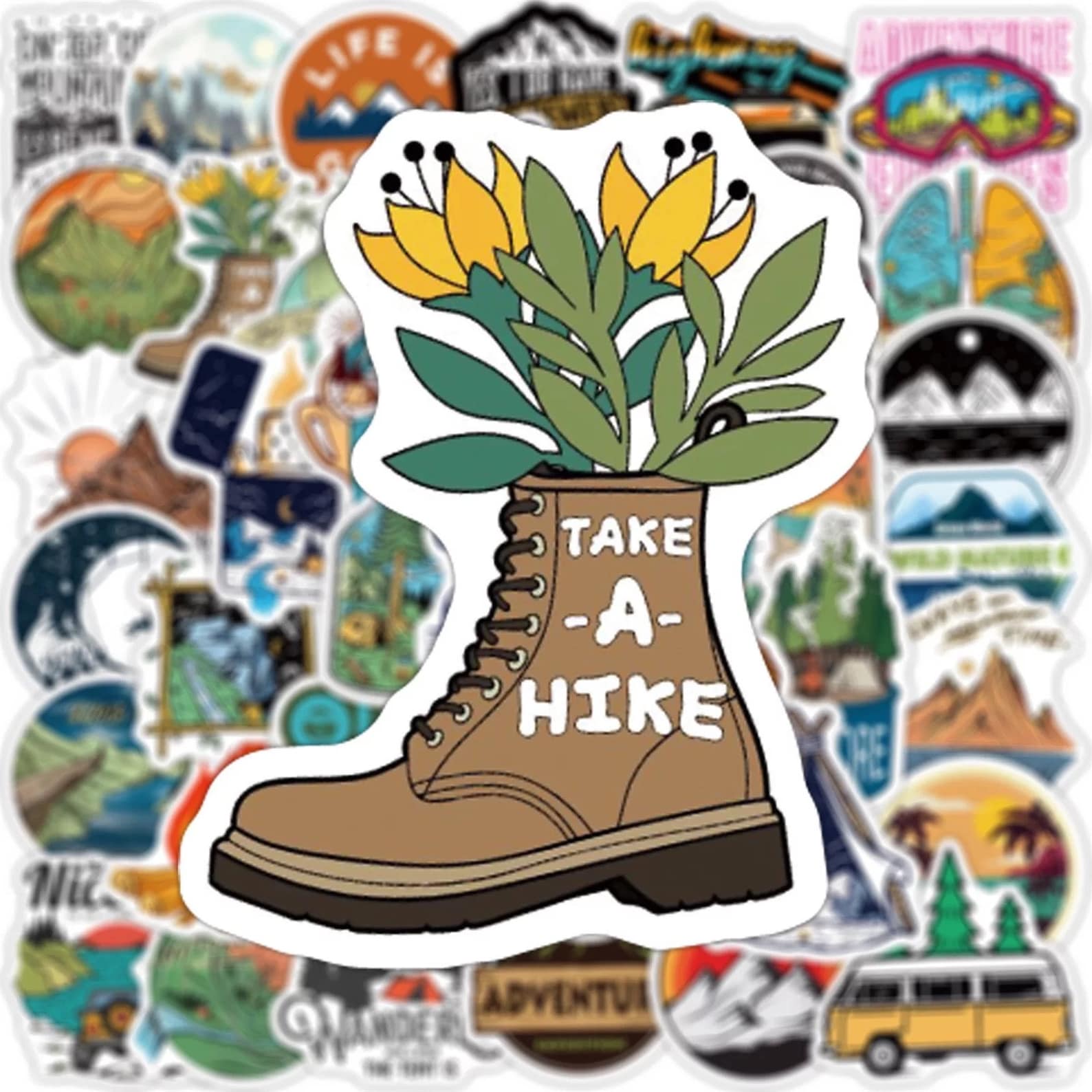 50 Nature Stickers Outdoors Hiking Sticker Set Waterproof - Etsy