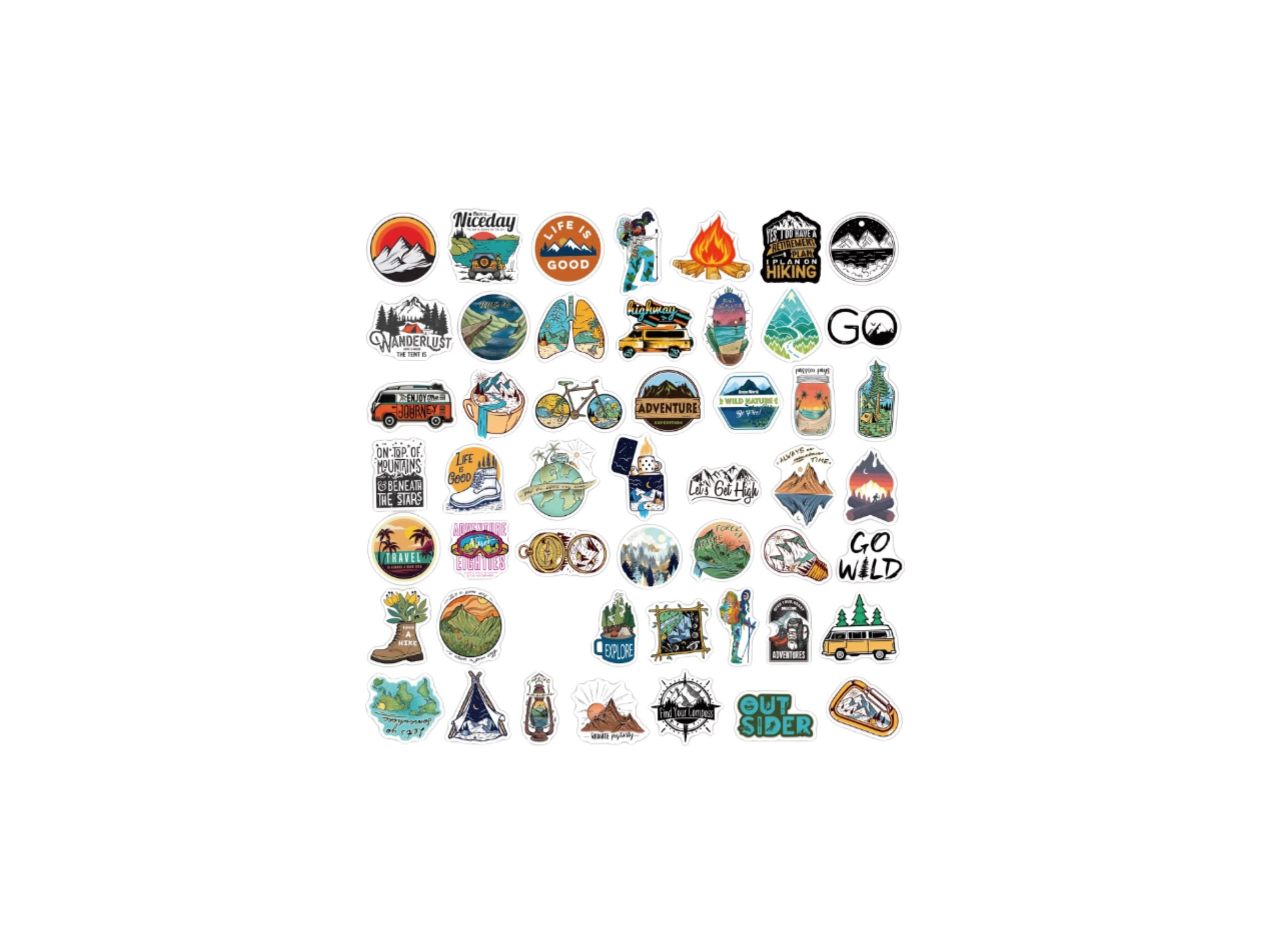50 Nature Stickers Outdoors Hiking Sticker Set Waterproof - Etsy