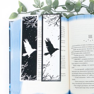 Printable Crow Bookmark Set for Reader Gift, Raven Black & White ...