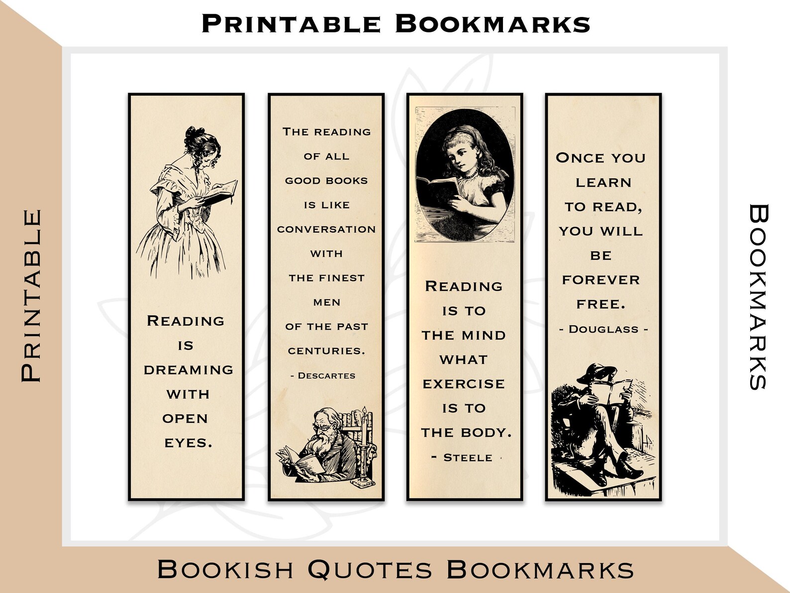 Printable Bookmarks for Book Lover with Literary Quotes | Etsy