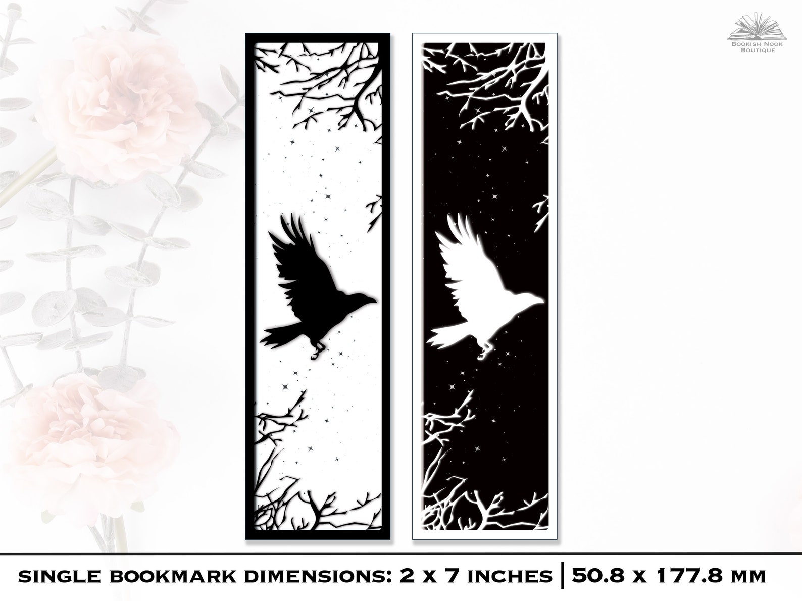Printable Crow Bookmark Set for Reader Gift, Raven Black & White ...