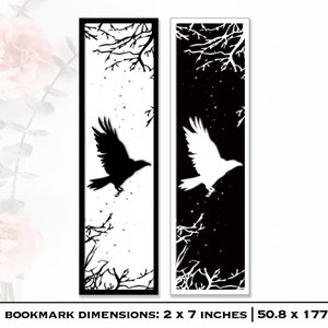 Printable Crow Bookmark Set for Reader Gift, Raven Black & White ...