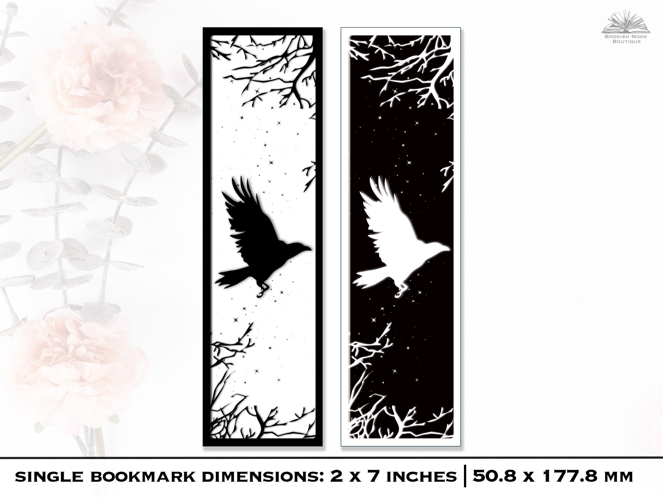 Printable Crow Bookmark Set for Reader Gift, Raven Black & White ...