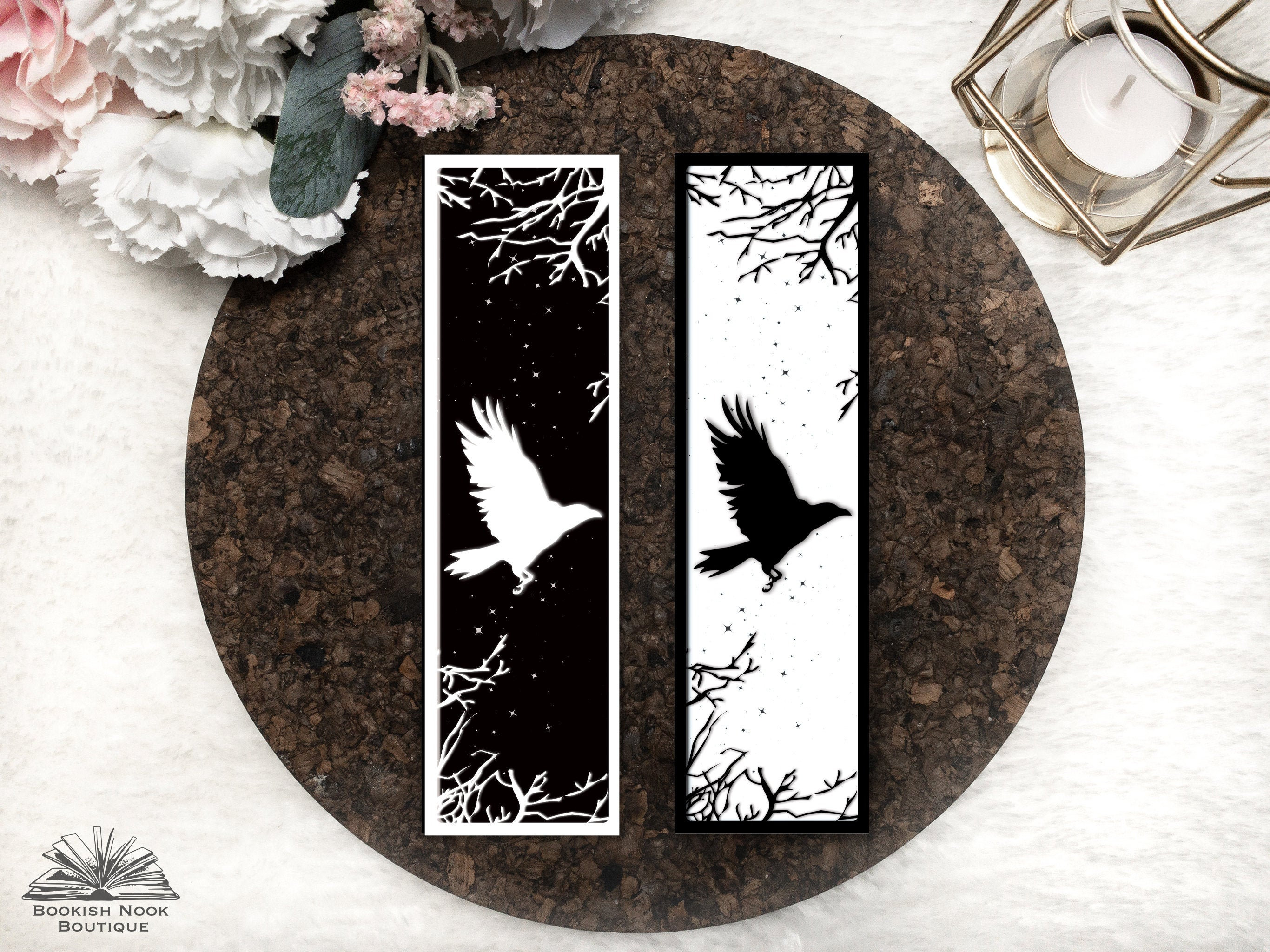 Printable Crow Bookmark Set for reader gift Raven Black & | Etsy