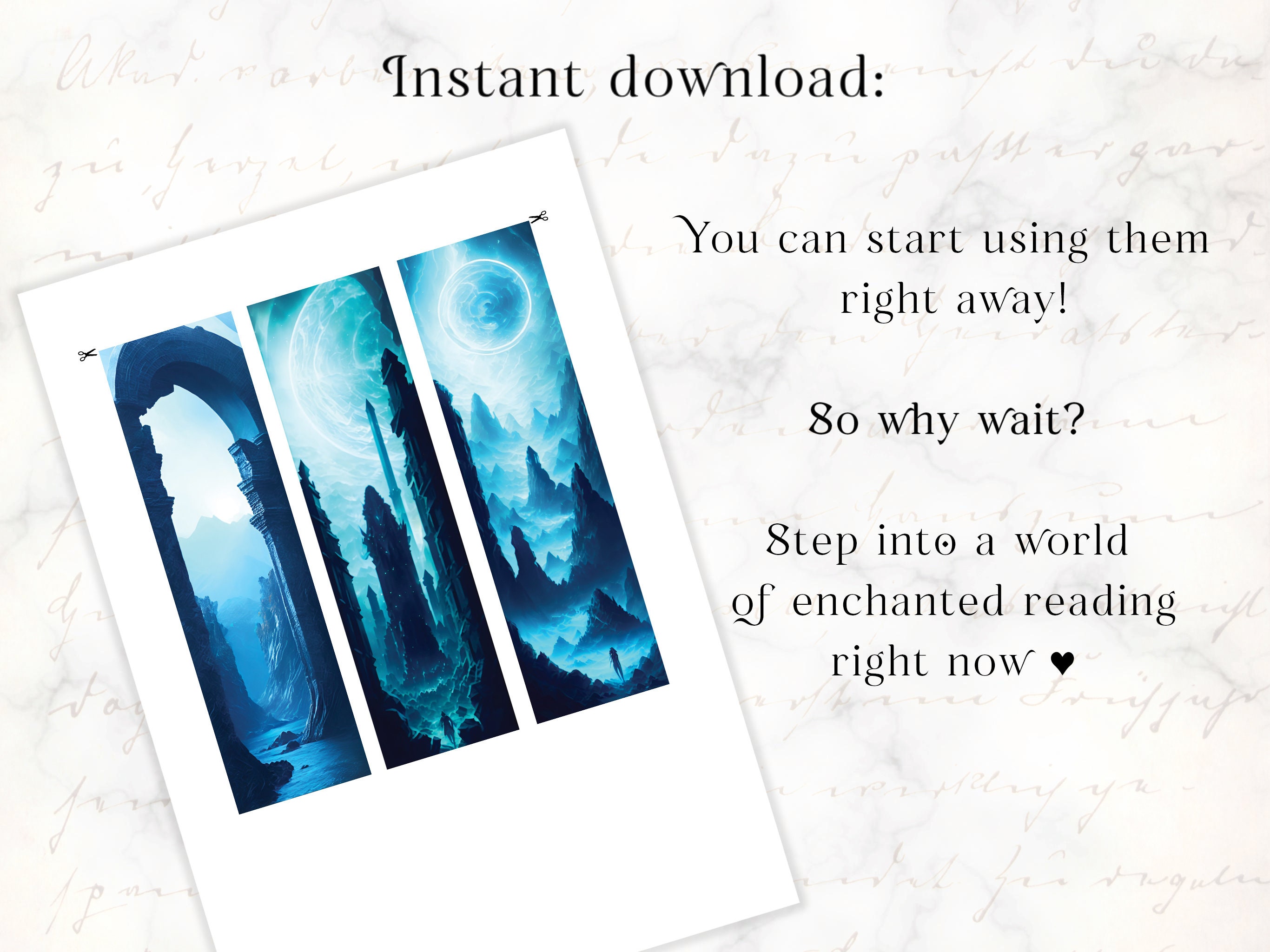 Fantasy Bookmarks, Fantasy Landscape Printable Bookmarks Set of 3 ...
