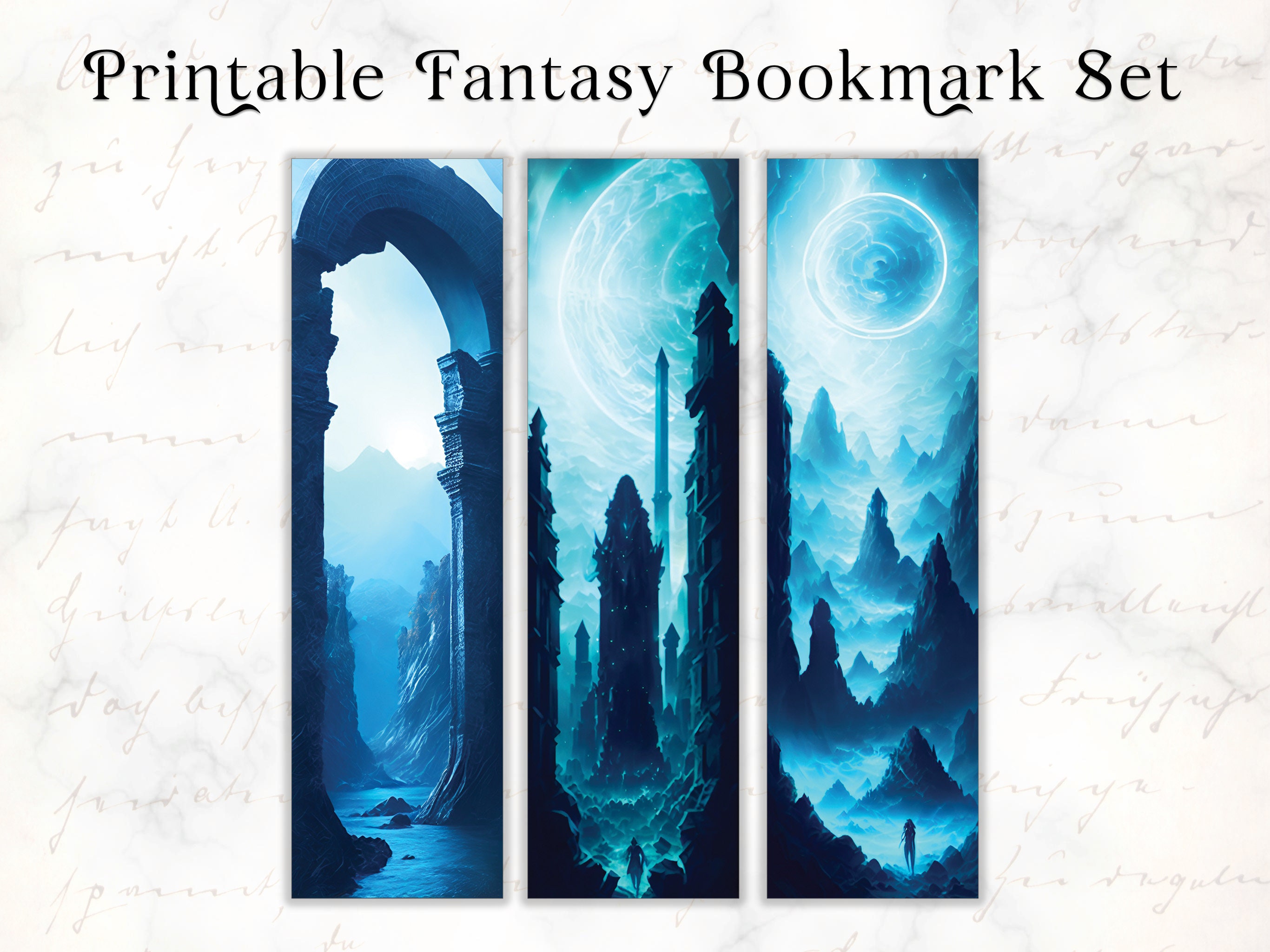 Fantasy Bookmarks, Fantasy Landscape Printable Bookmarks Set of 3 ...