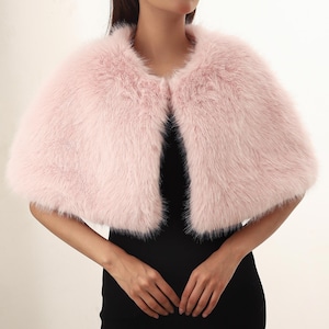Faux Fur Cape Shawl | Elegant Evening Wrap for Women | Wedding Bolero ...