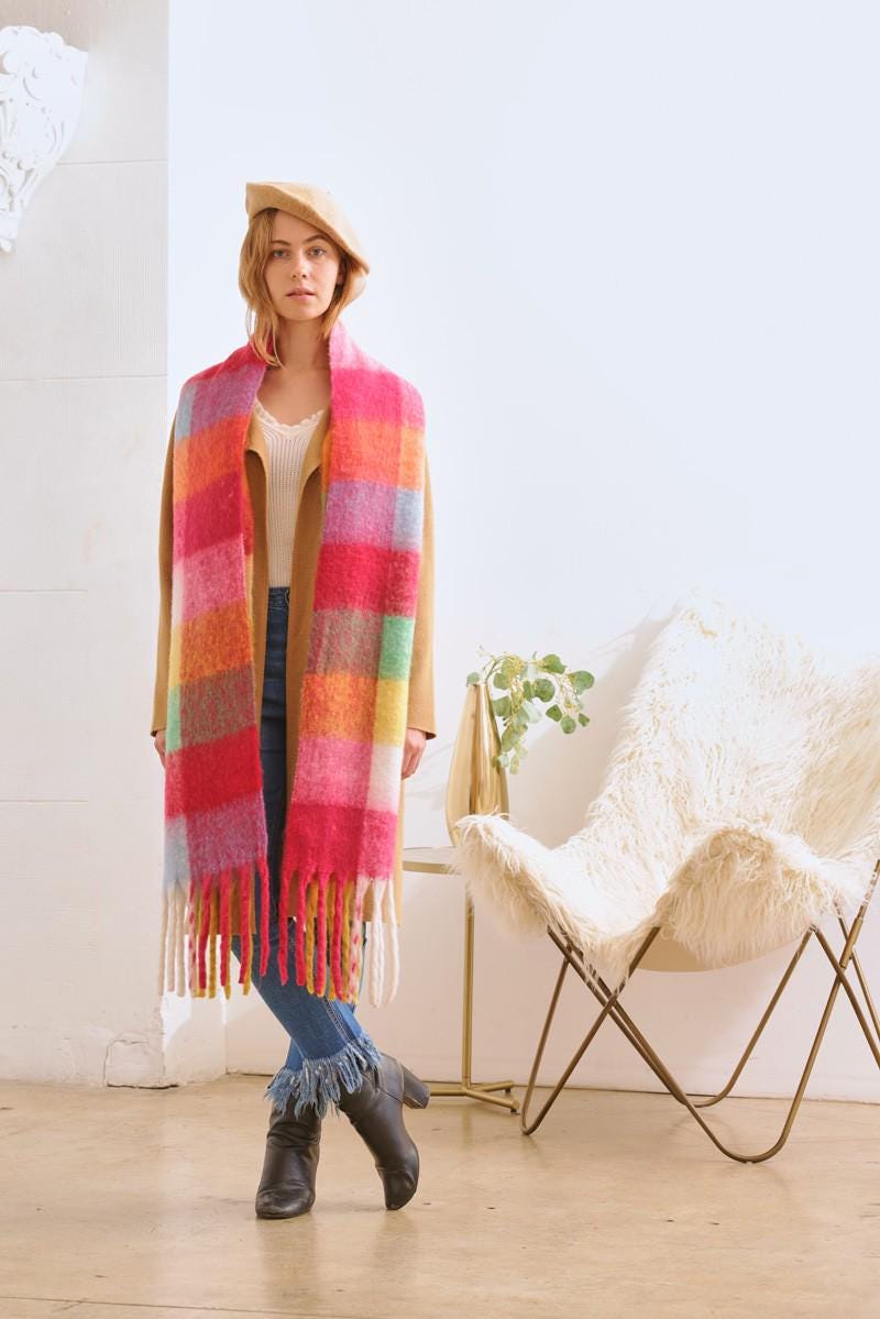 Multi Color Oblong Inter Scarf / Super Warm Scarf - Etsy