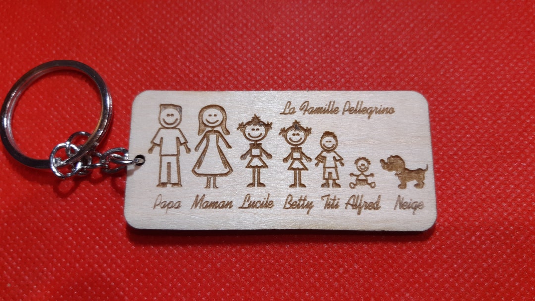My Little Family Key Ring in Personalized Kdowood Lime Wood. - Etsy