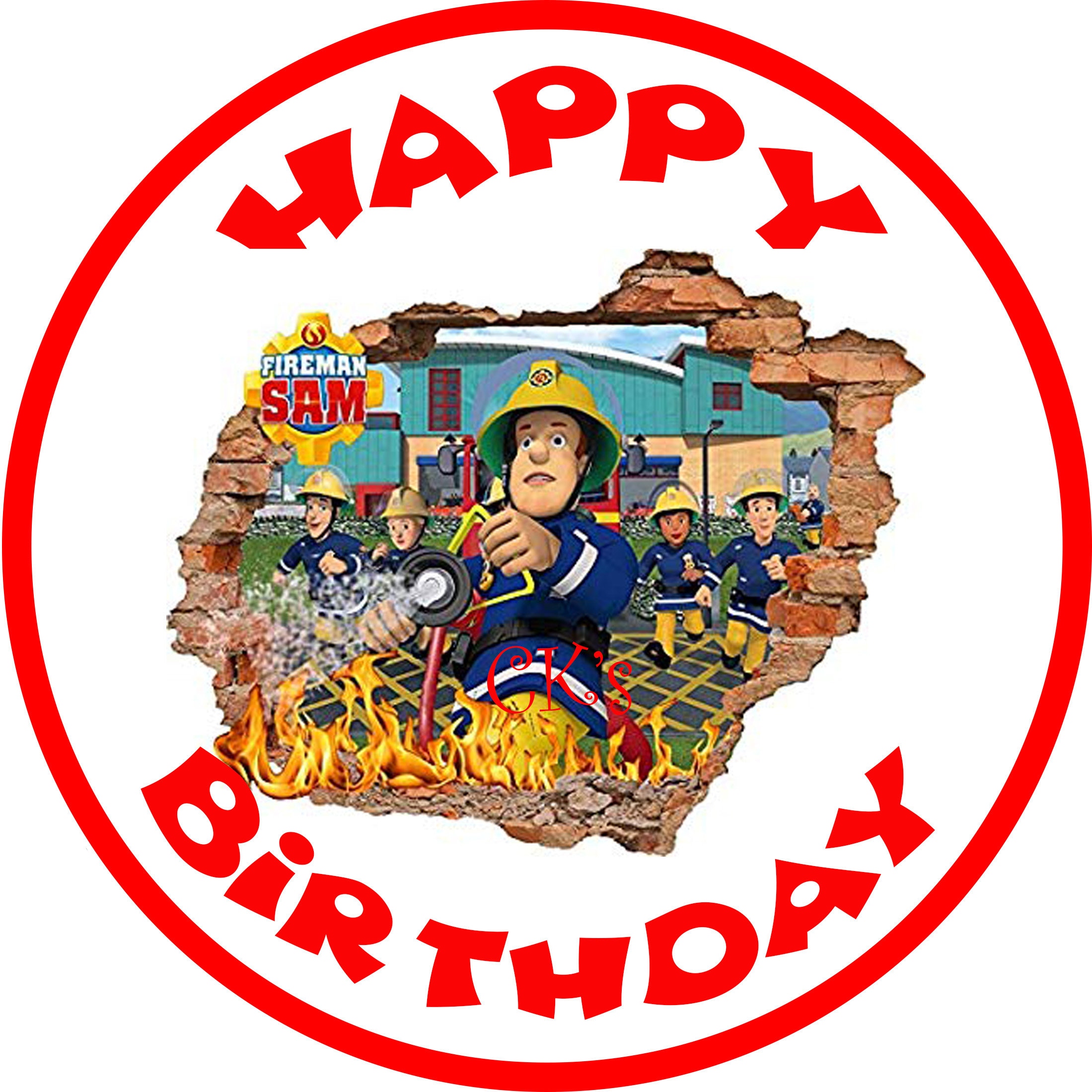 Fireman Sam Theme Edible Image Cake Topper | Etsy