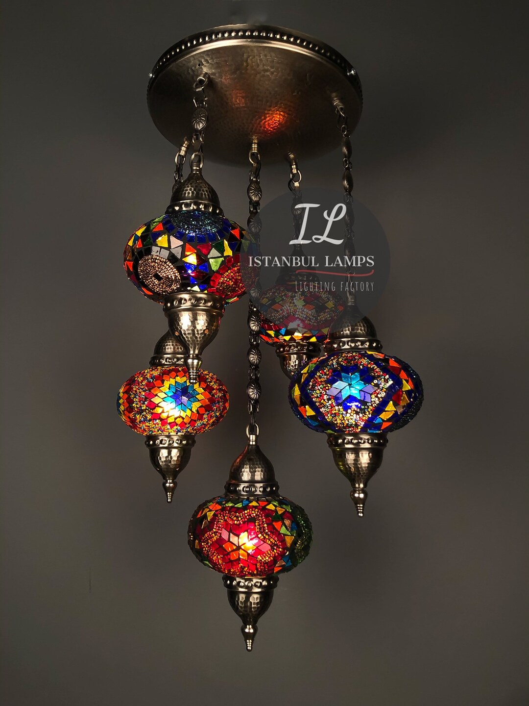 Turkish/moroccan Stained Glass Mosaic Pendant Chandelier - Etsy