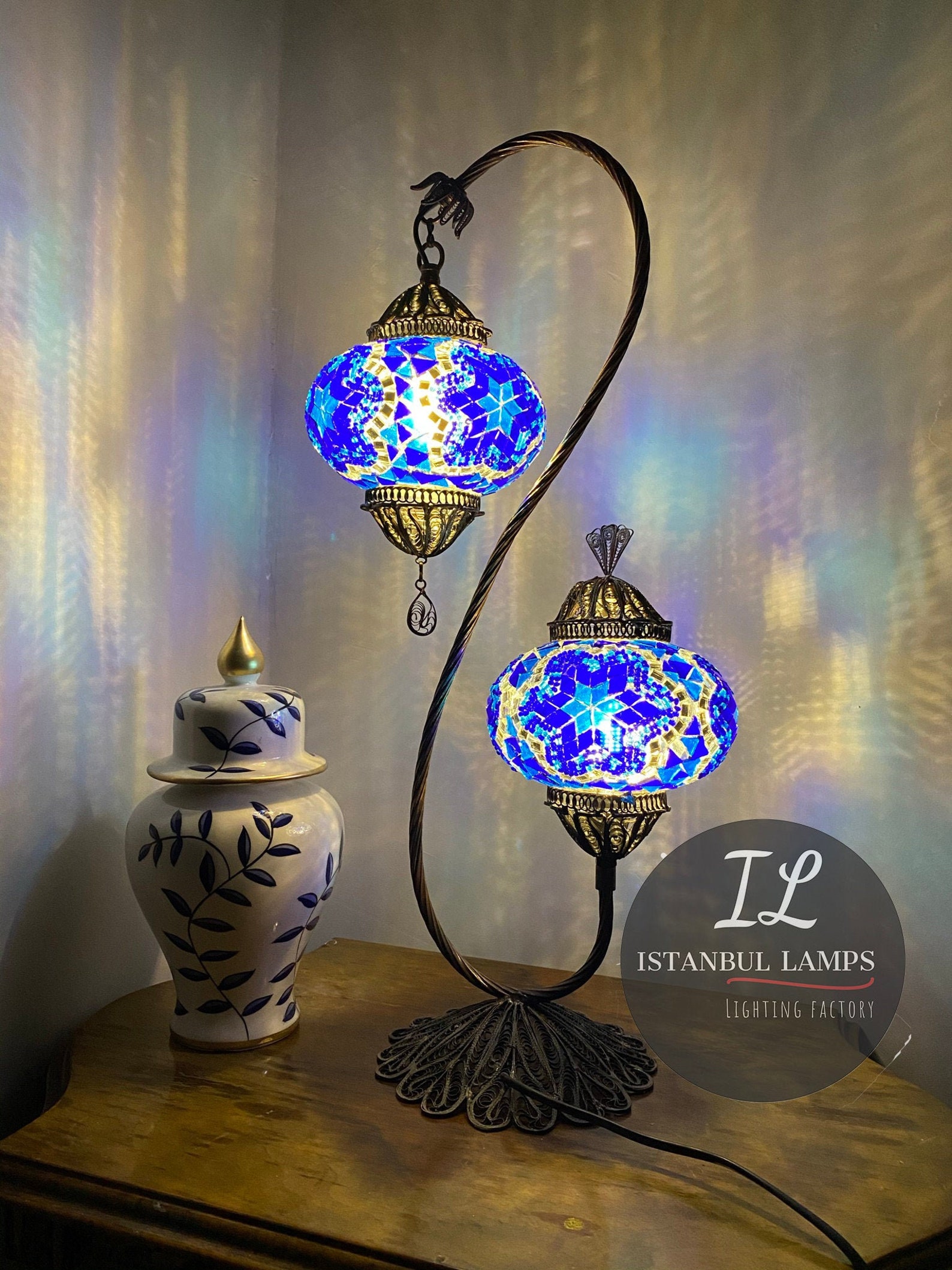 Blue Turkishmoroccan Table Lamp Shade Bohemian Lighting - Etsy