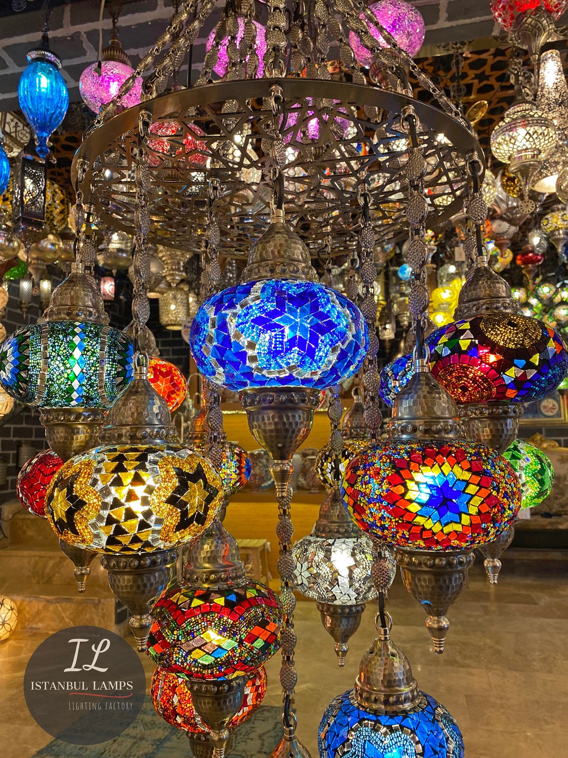 Turkish/moroccan Stained Glass Mosaic Chandelier Lamp - Etsy