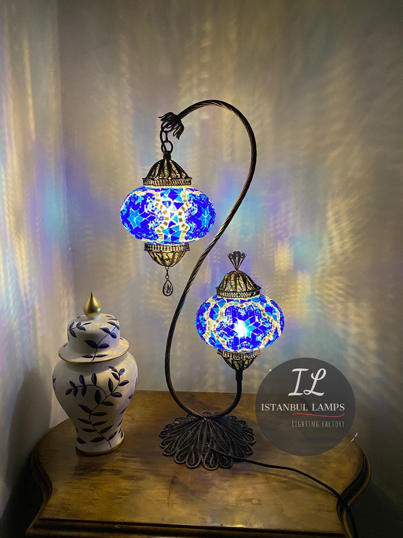 Blue Turkishmoroccan Table Lamp Shade Bohemian Lighting - Etsy