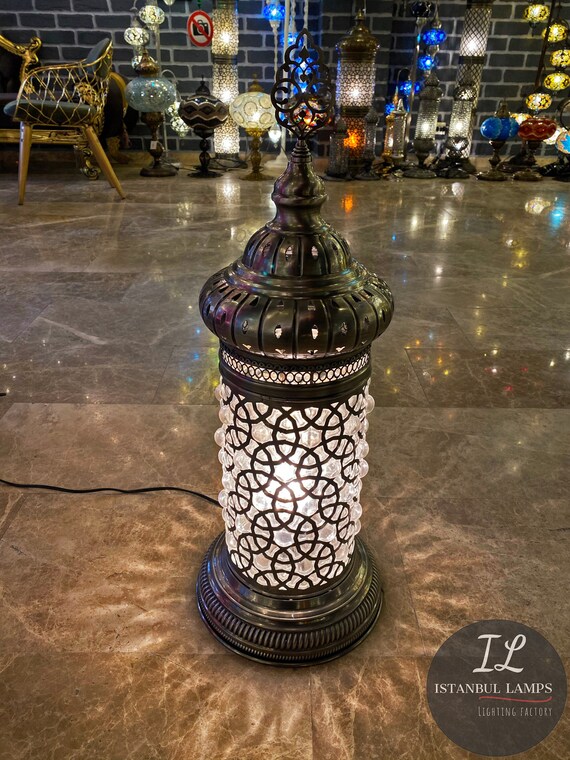 Turkish Cylinder Blown Glass Table Lamp Shade Etsy UK